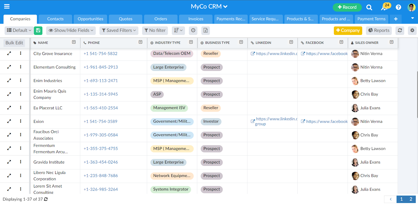 list-of-contacts-managed-in-CRM | Orgzit Blog